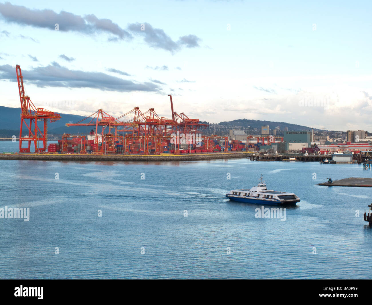 Container port in Burrard Inlet Vancouver British Columbia Stock Photo ...