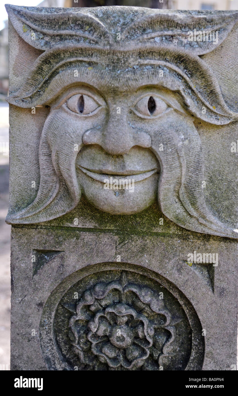 "Green Man" stone carving face at St Mary de Crypt church Gloucester UK ...