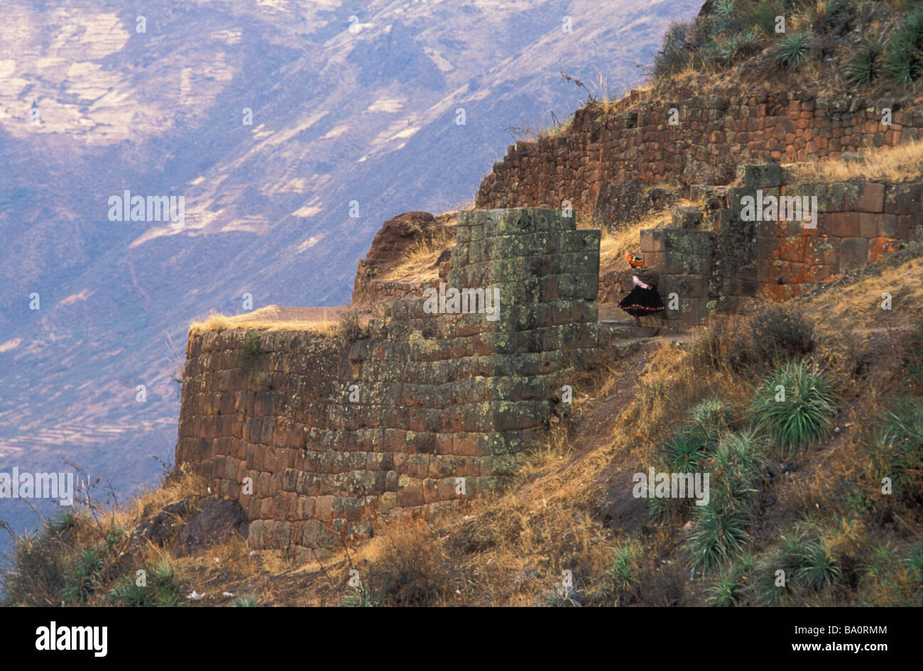 The Inca ruins at Pisaq Pisac Stock Photo - Alamy