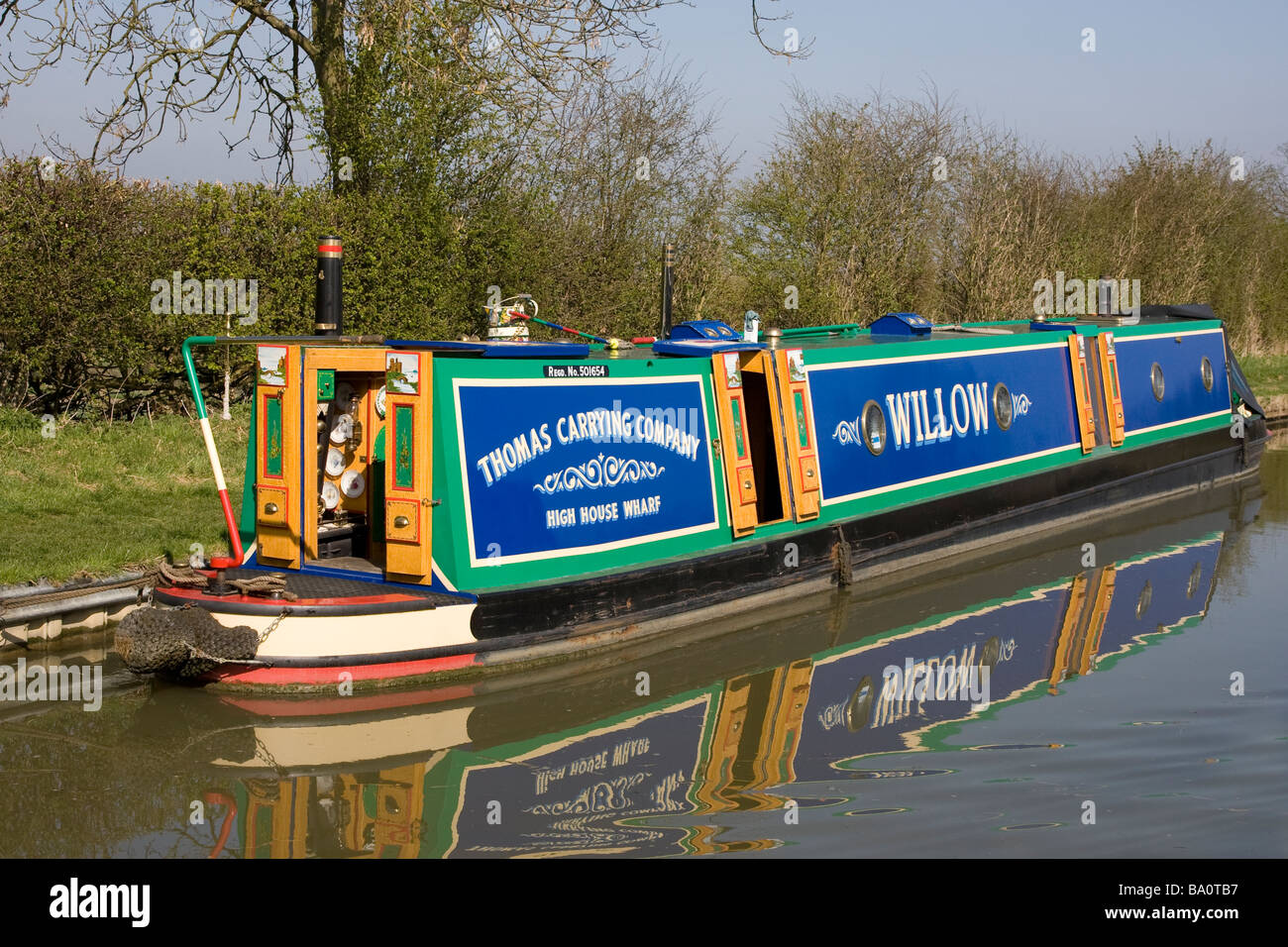 Colourful narrowboat or canal boat on the grand union canal hi-res ...