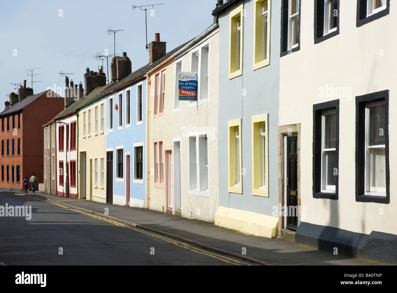 Colourful houses in St Helens Street, Cockermouth, West Cumbria ...