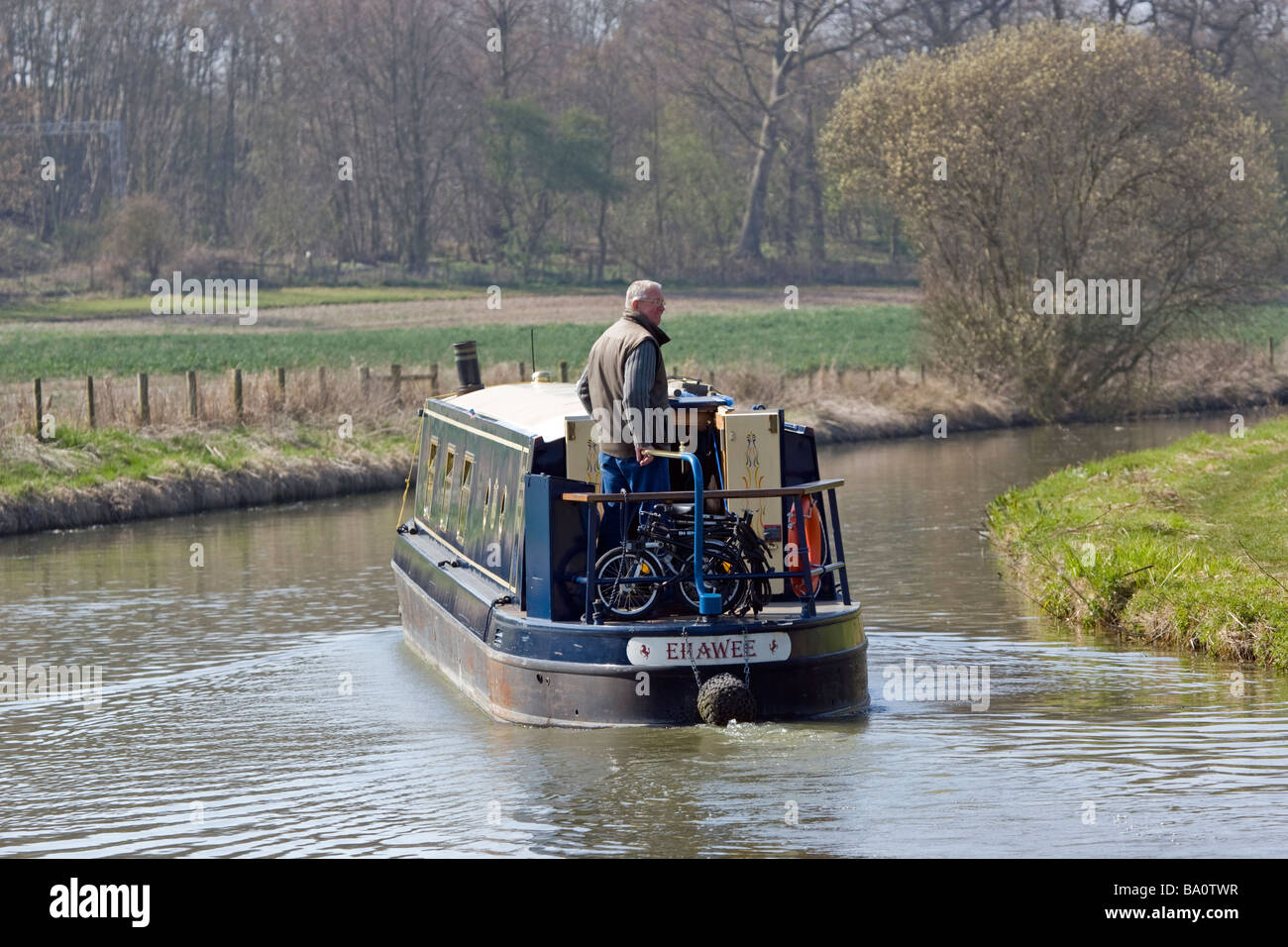 Longboat Boat on Grand Union Canal Stock Photo - Alamy