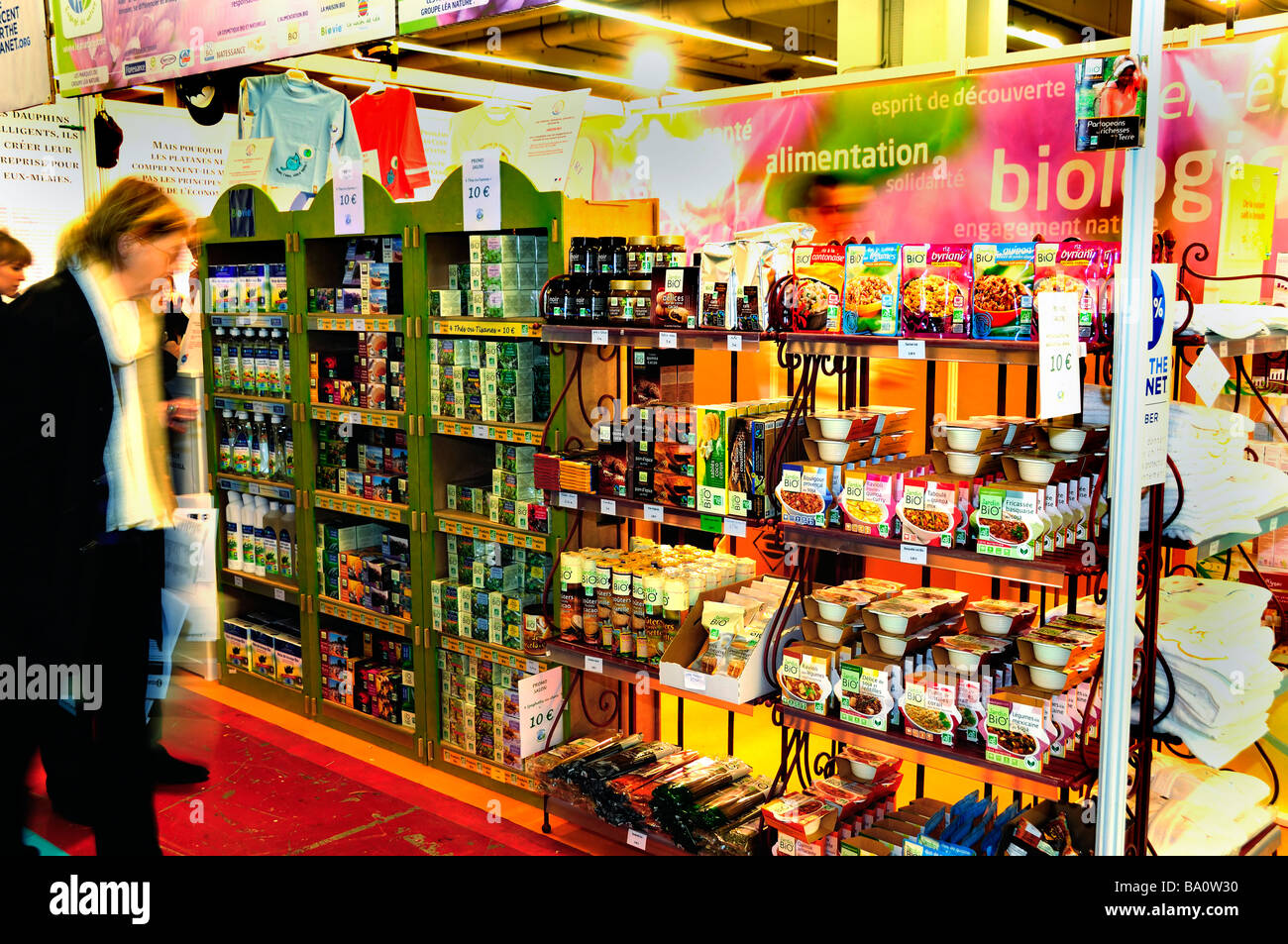 PARIS FRANCE, Woman Shopping, Organic Food, Store Shelves, Supermarket ...