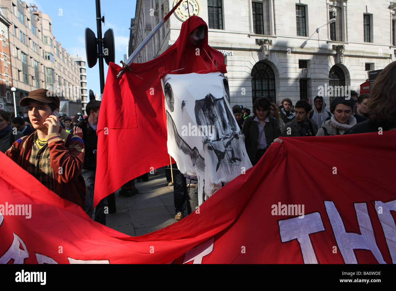 protesters during the g20 protest in london protesting against bankers ...