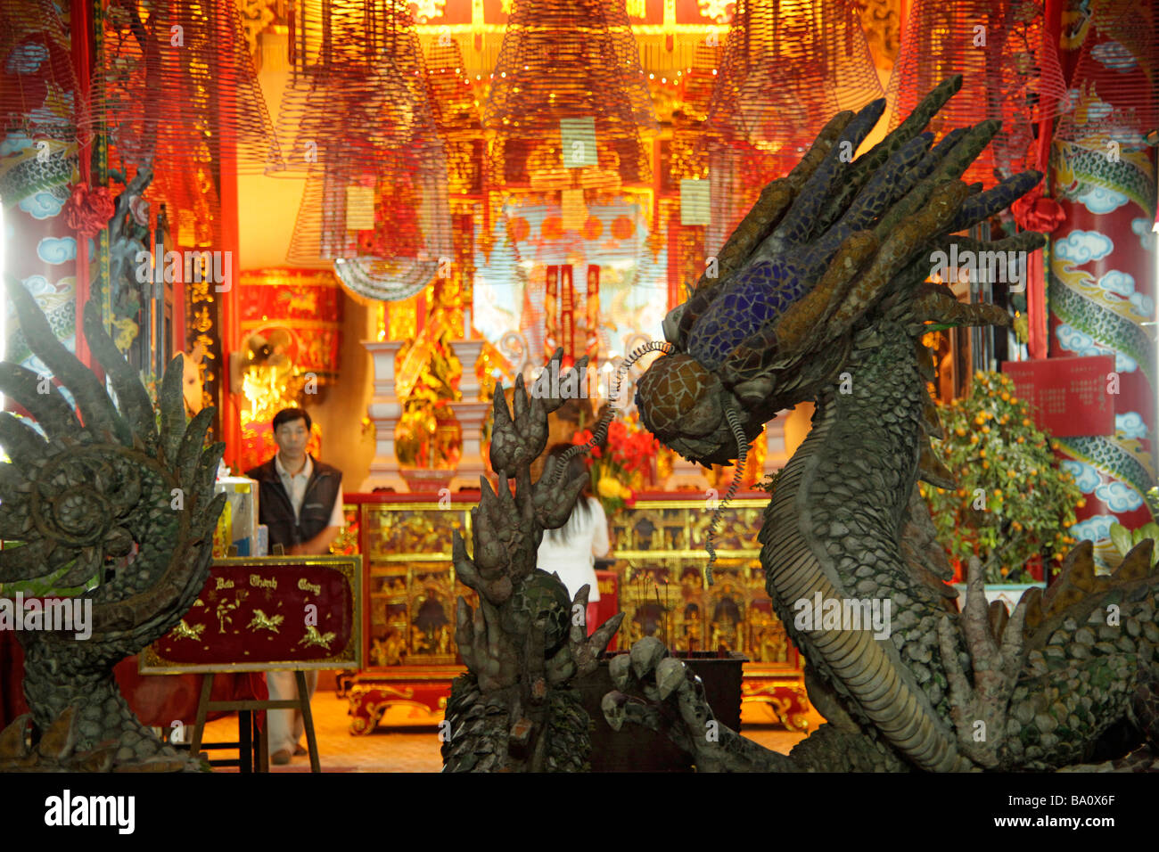 dragon in front of the illuminated Assembly Hall of the Cantonese ...