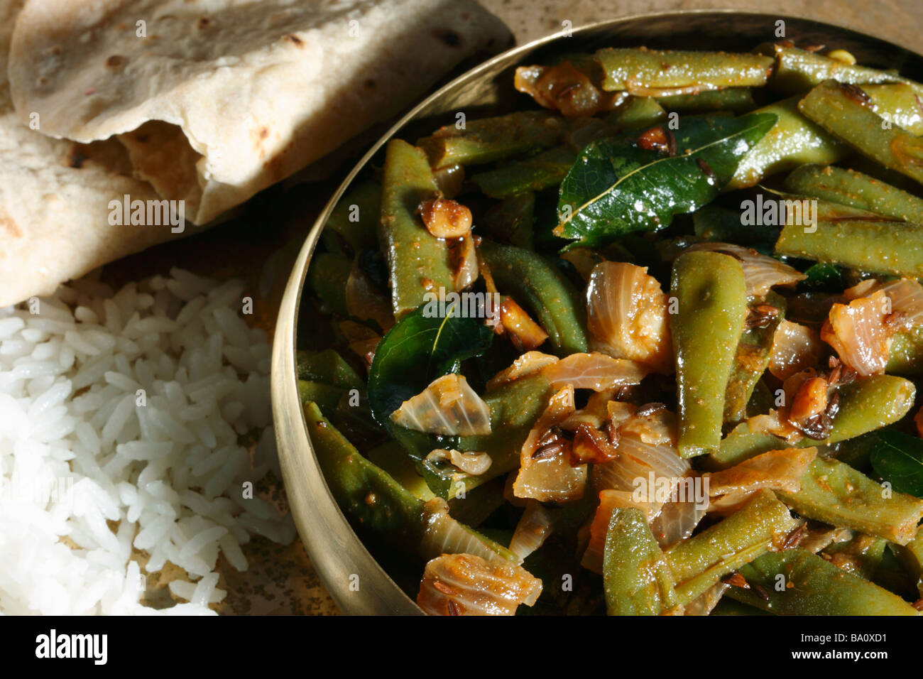 Chikkudu Kaaya Vepudu is a Indian broad beans fry from andhra Stock ...