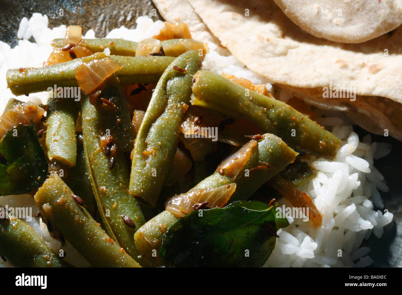 Chikkudu Kaaya Vepudu is a Indian broad beans fry from andhra Stock ...