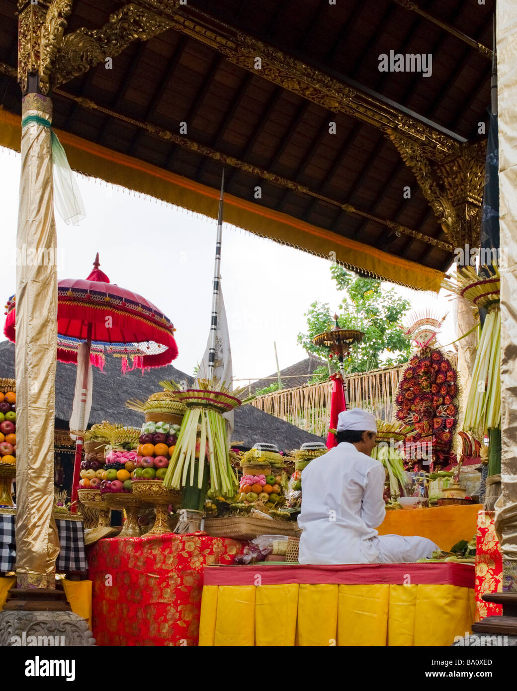 Priest at a Hindu Temple Ceremony - Ubud, Bali, Indonesia Stock Photo ...