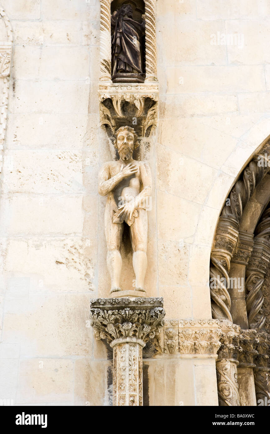 Statue of Adam on the exterior of the Cathedral of St James Sibenik ...
