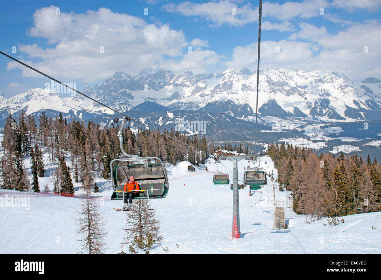 panoramic view of Dachstein Mountain from Reiteralm, Alps, Styria ...