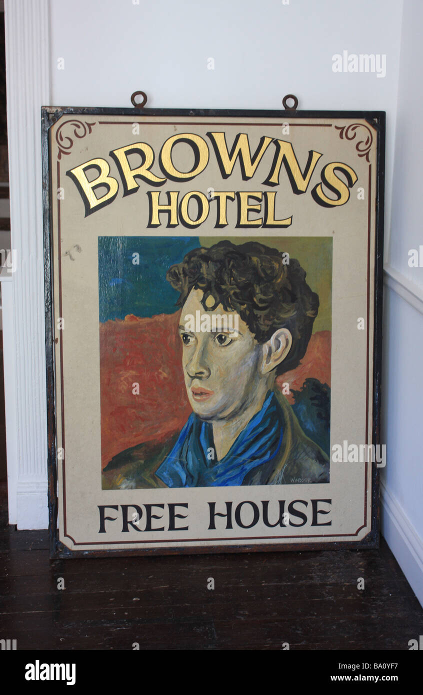 A pub sign in Laugharne, west Wales Stock Photo - Alamy