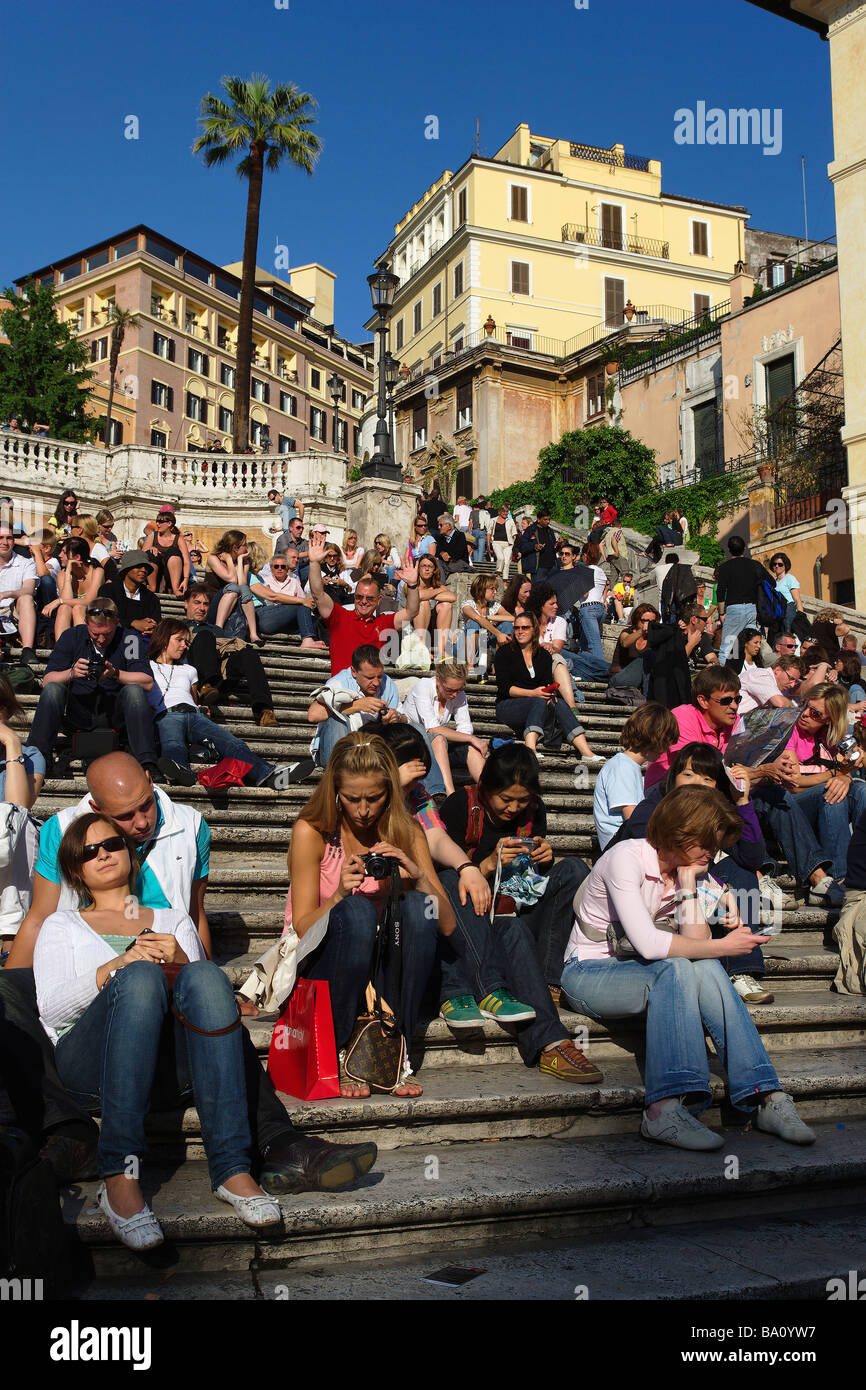 Visitors sitting on Spanish Steps Rome Italy Stock Photo - Alamy