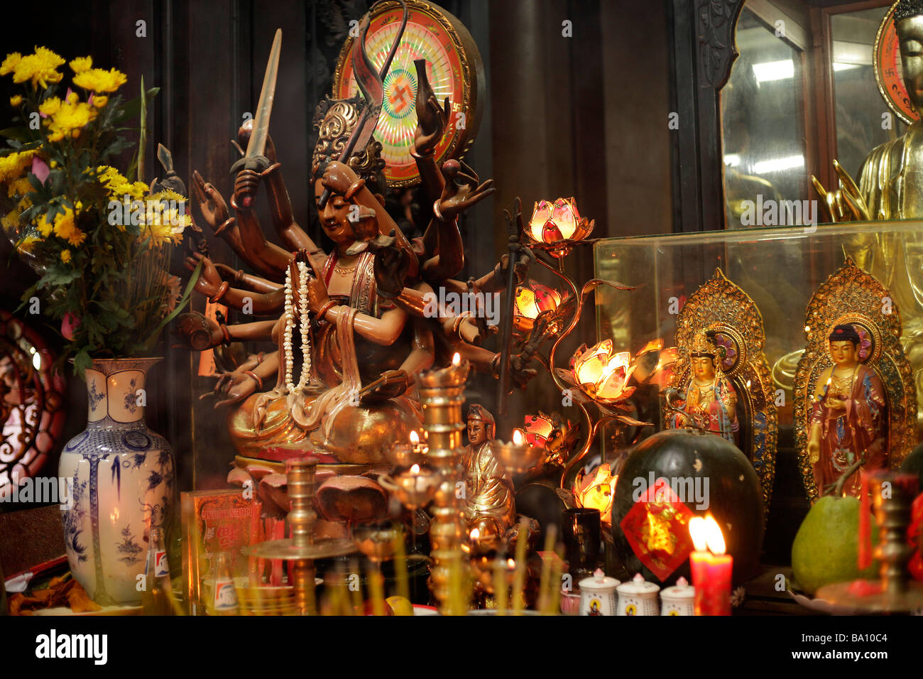 multiarmed statue inside the Jade Emperor Pagoda in Saigon Ho Chi Minh ...