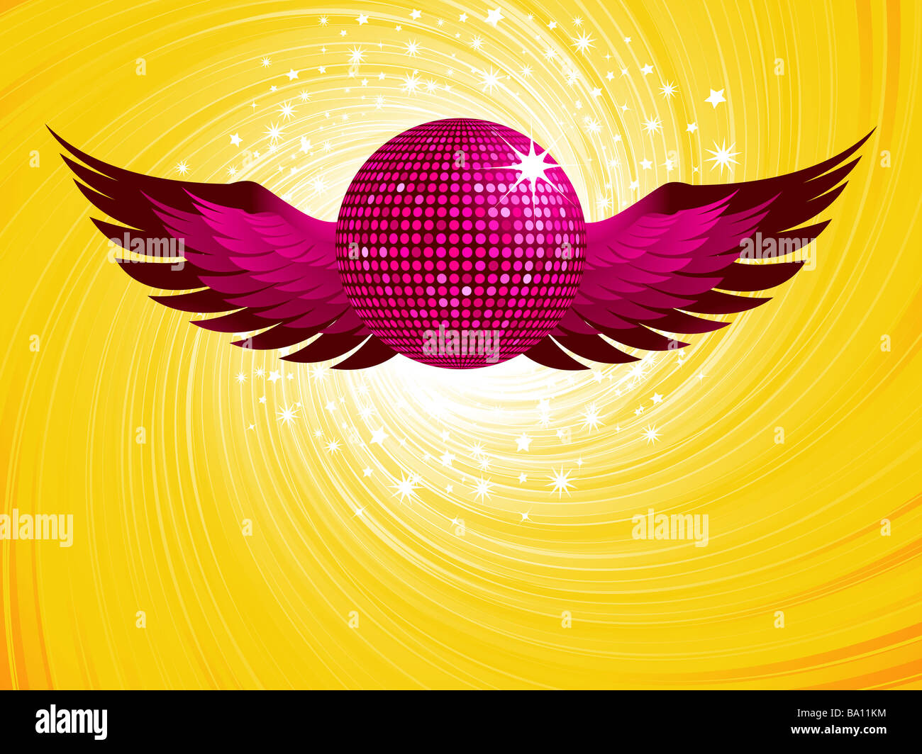 sparkling pink disco ball and wings Stock Photo - Alamy