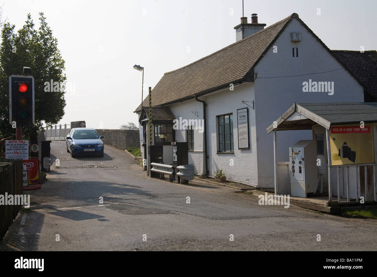 Whitney on Wye Herefordshire England UK March Car driving along the ...