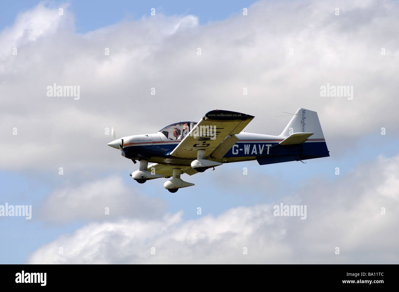 Robin R2160 aircraft landing at Wellesbourne Airfield, Warwickshire, UK ...