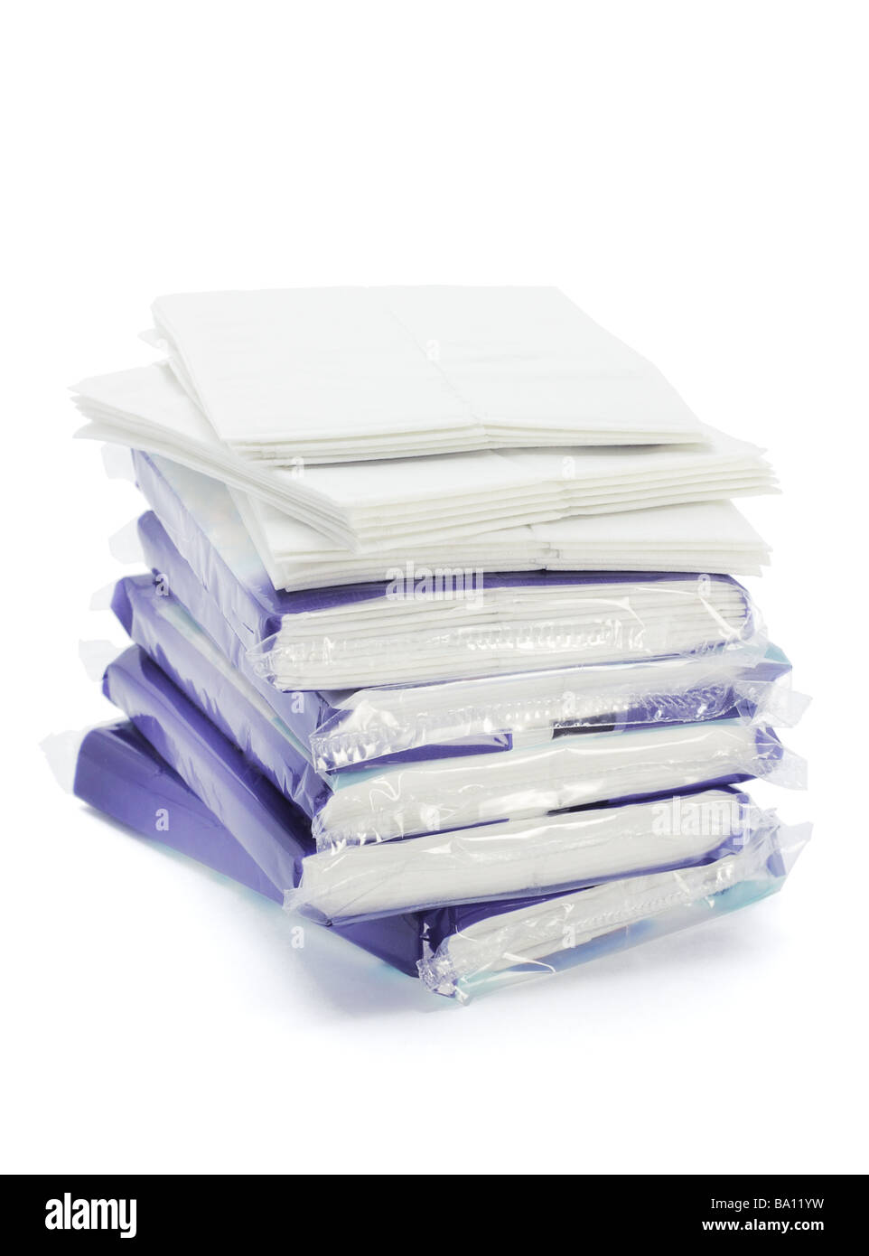 Stack of tissue packs on white background Stock Photo - Alamy