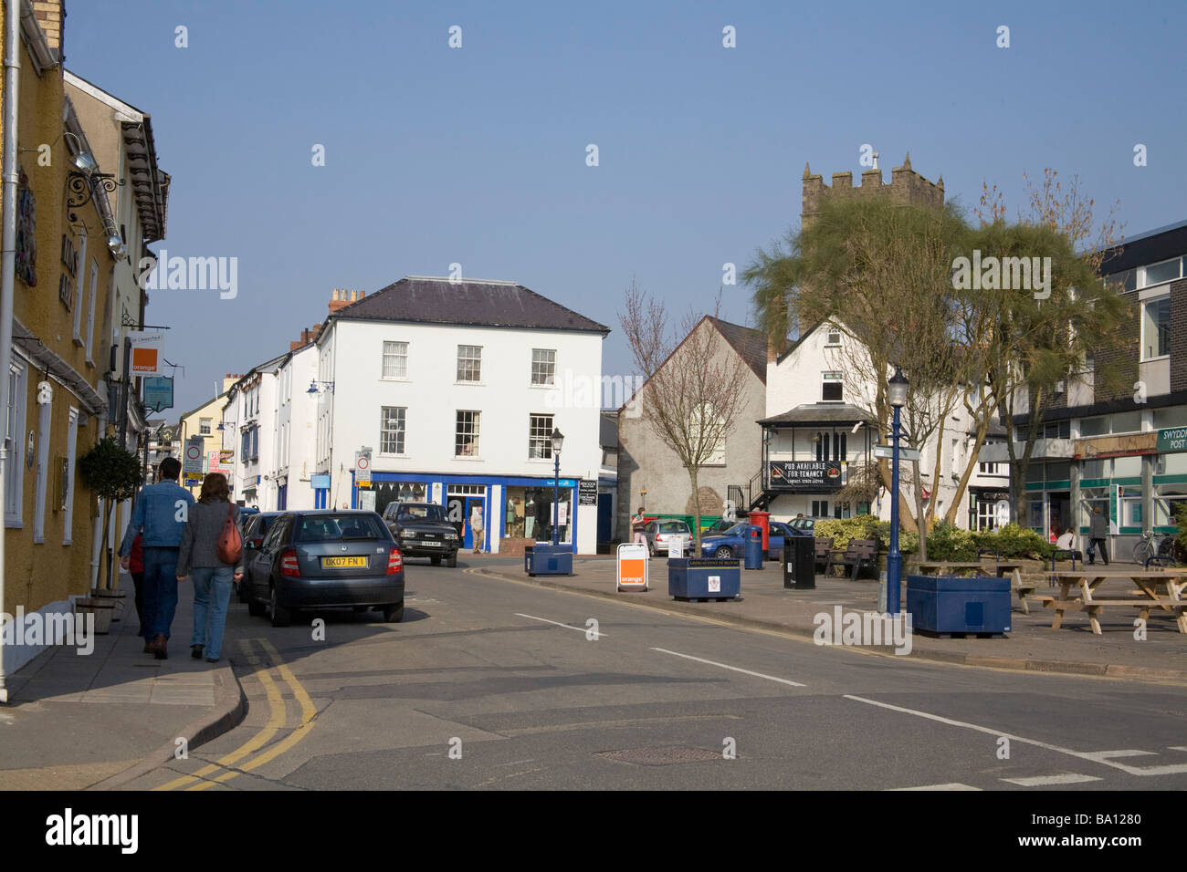 Abergavenny Monmouthshire Wales UK March Shoppers in Neville Street in ...