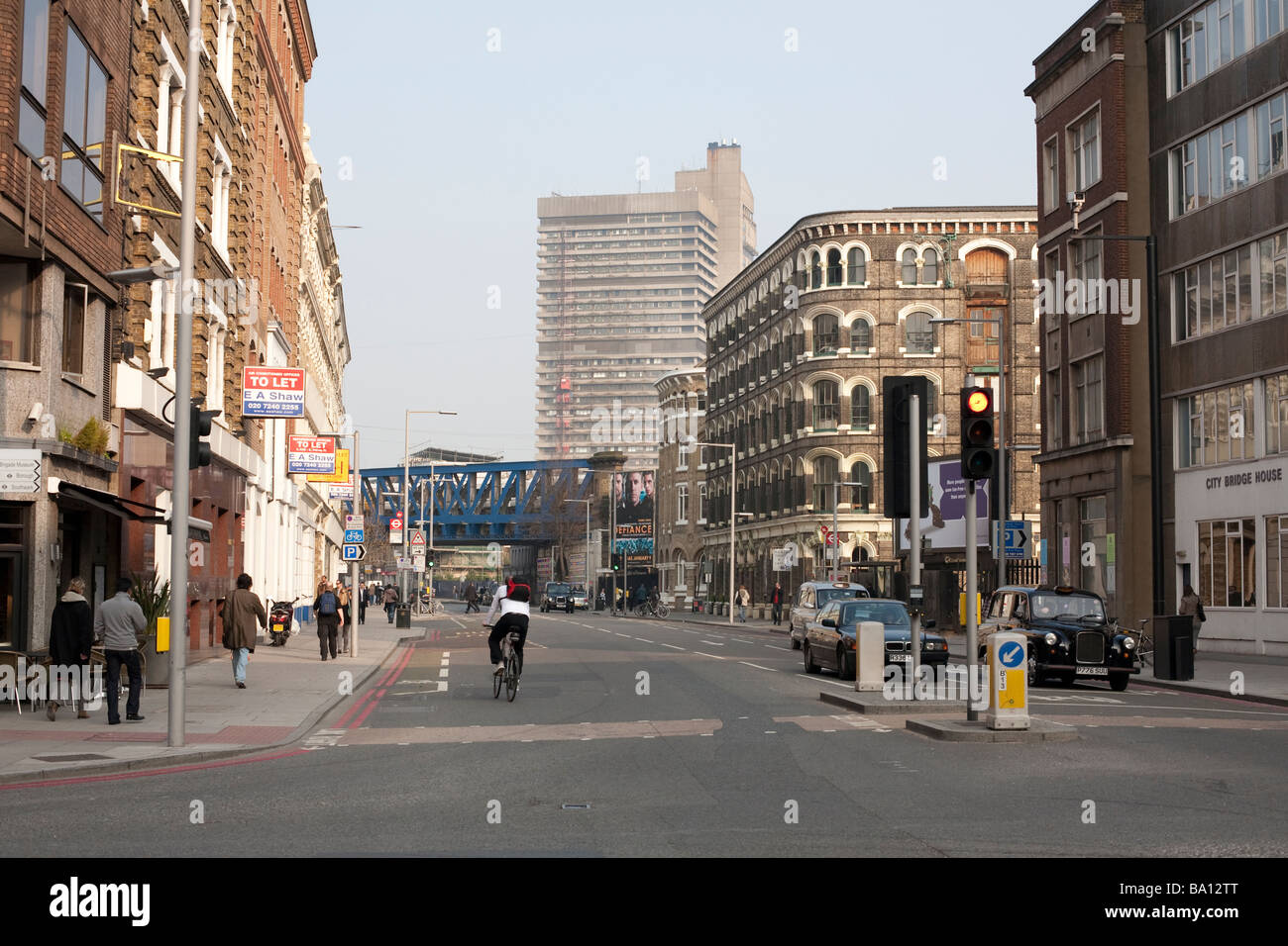 Street scene on Southwark Street Southwark London with Guys Hospital in ...