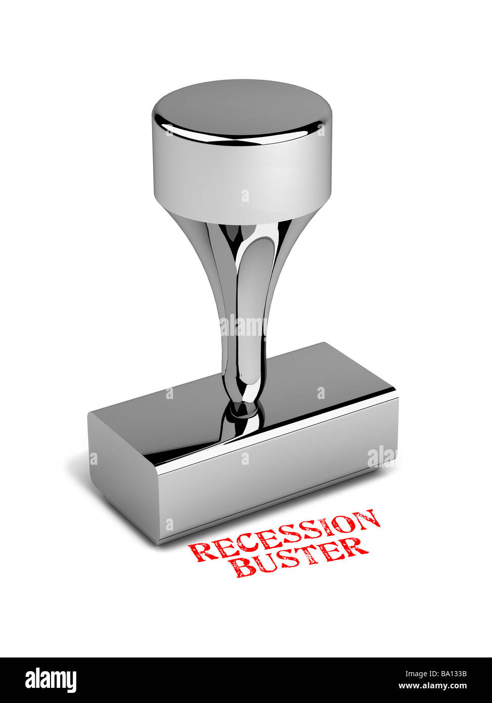 Chrome rubber stamp stamped Recession buster Stock Photo - Alamy