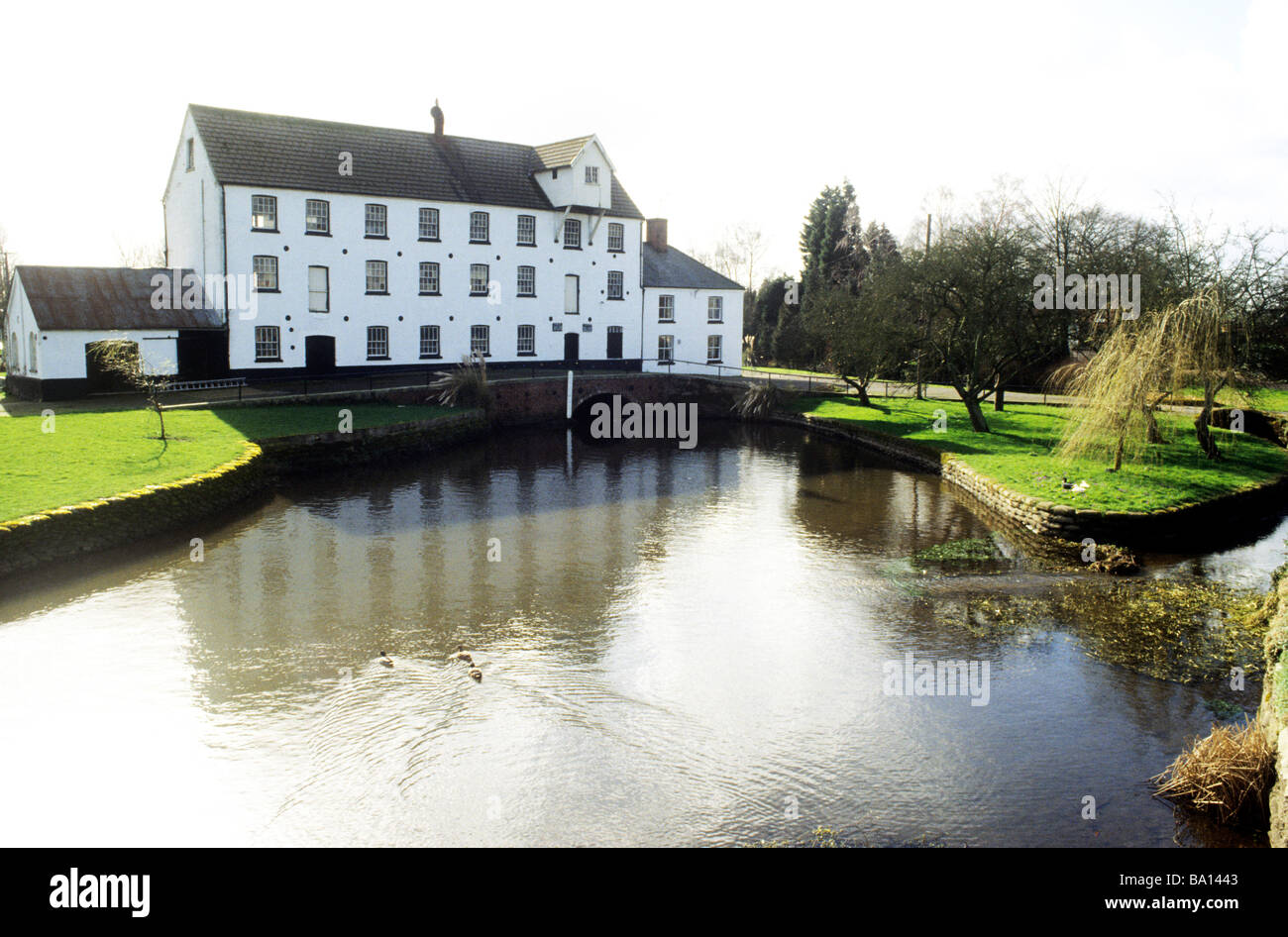 Lenwade Bridge Mill Watermill River Wensum Norfolk 19th century English ...