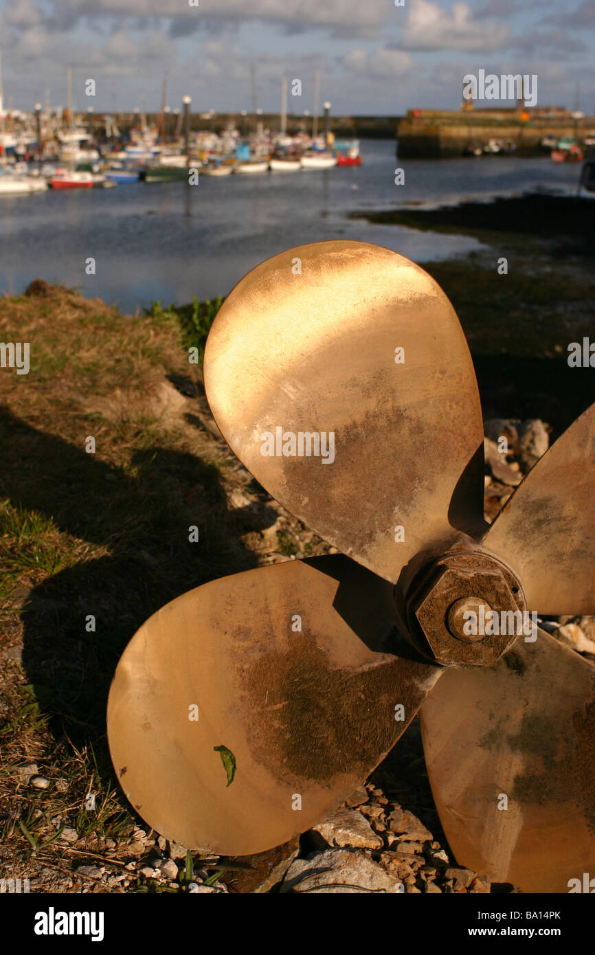 Discarded Brass propeller Newlyn Harbour Cornwall UK Stock Photo - Alamy