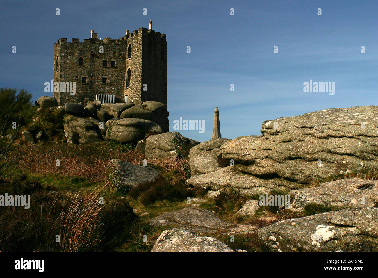 Carn Brea Castle and cross nr. Redruth Cornwall UK Stock Photo - Alamy