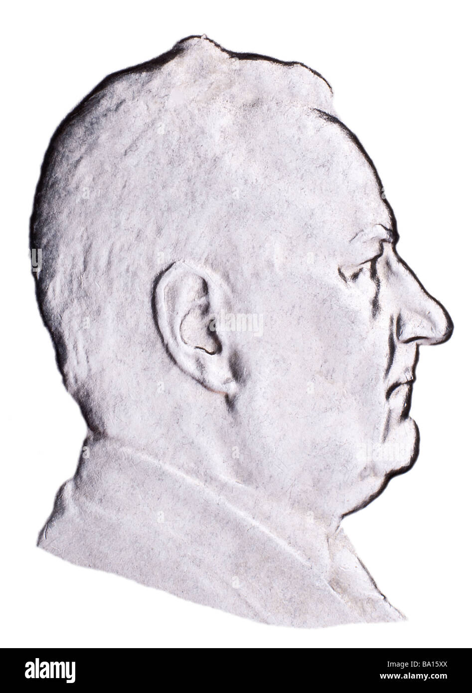 Profile Portrait of Klement Gottwald from 100Kc coin of 1951 Stock ...