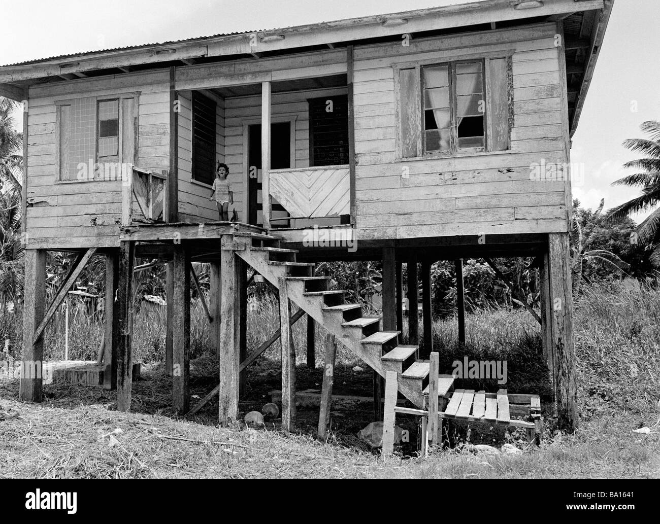 Traditional wooden house in the town of Corozal, Belize, Central ...