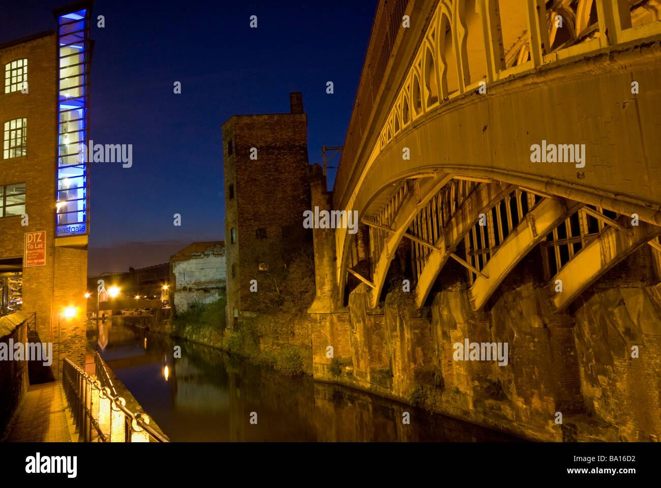 Manchester Castlefield District at Night Stock Photo - Alamy