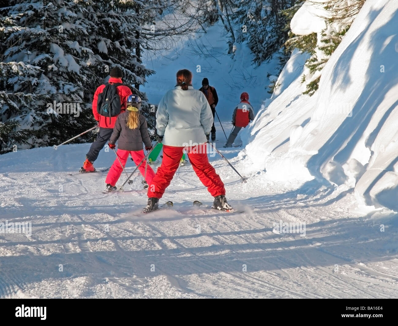 Family of downhill skiers in Tirol Alps, Austria Stock Photo - Alamy