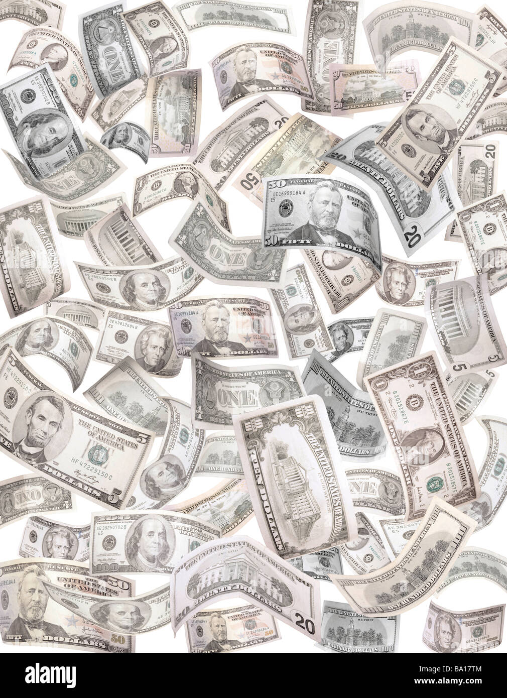 Flying dollars background Stock Photo - Alamy