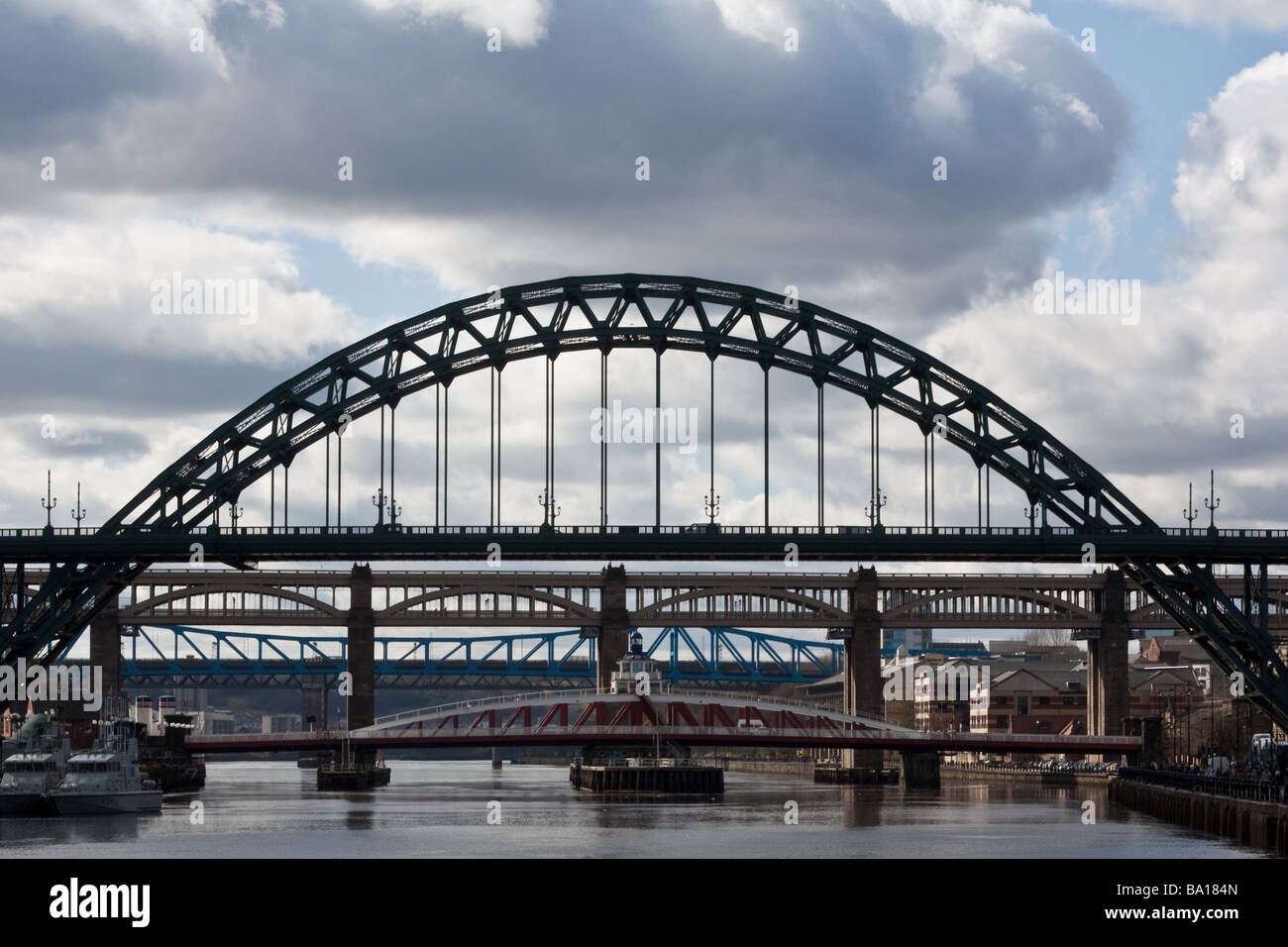 View of the bridges over the river Tyne, Newcastle upon Tyne Stock ...