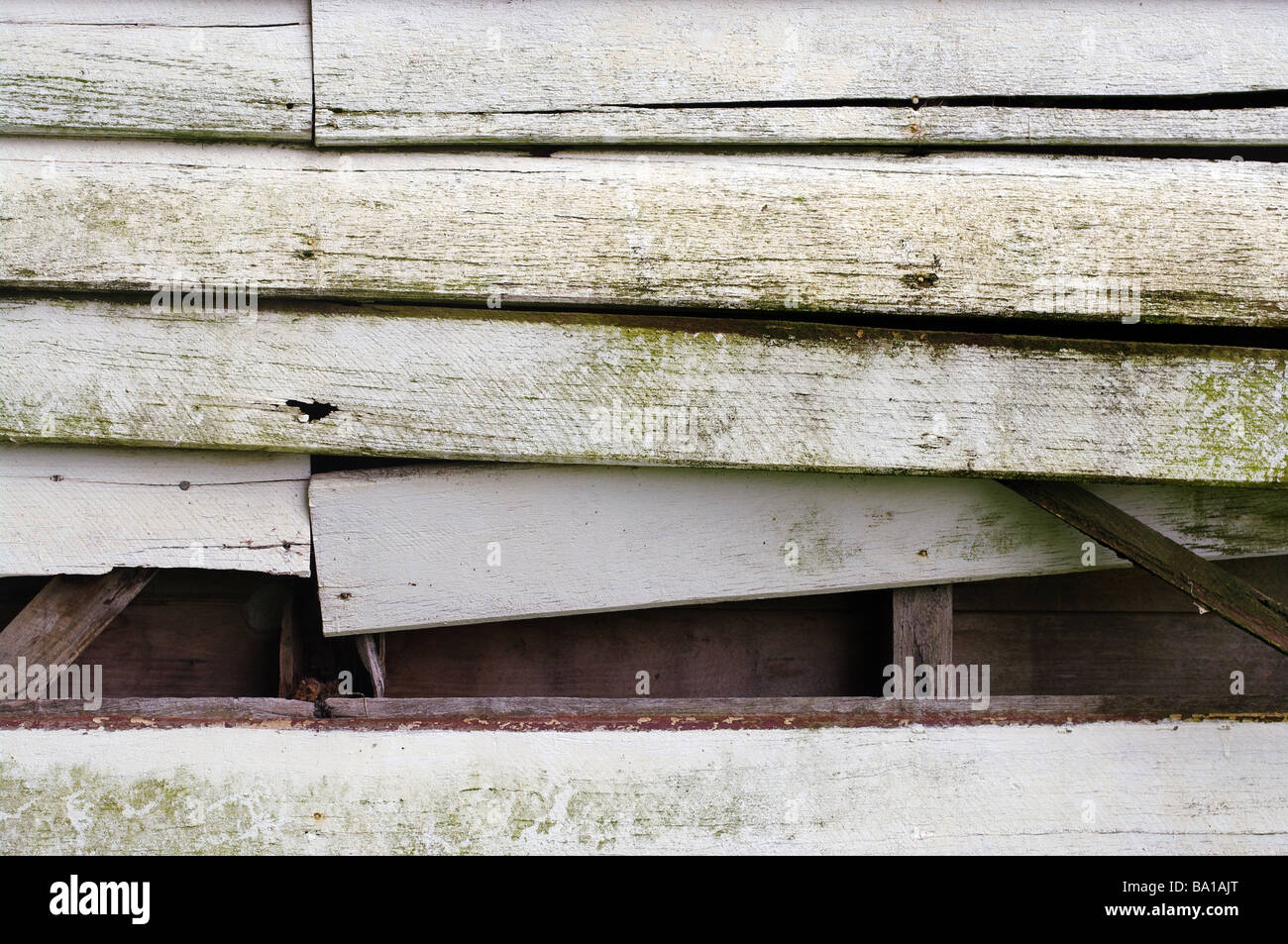 great image of old weatherboard wall falling down Stock Photo - Alamy