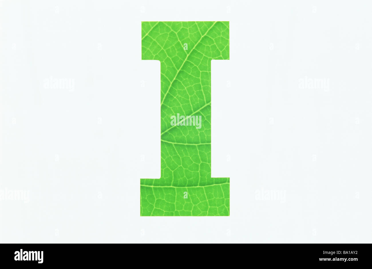 Green Alphabet I on White Background Stock Photo - Alamy