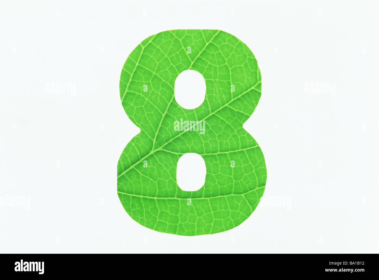 Green Number 8 on White Background Stock Photo - Alamy