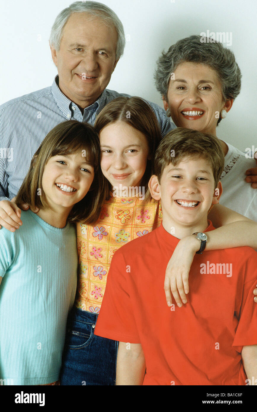 Grandparents and three grandchildren, portrait Stock Photo - Alamy