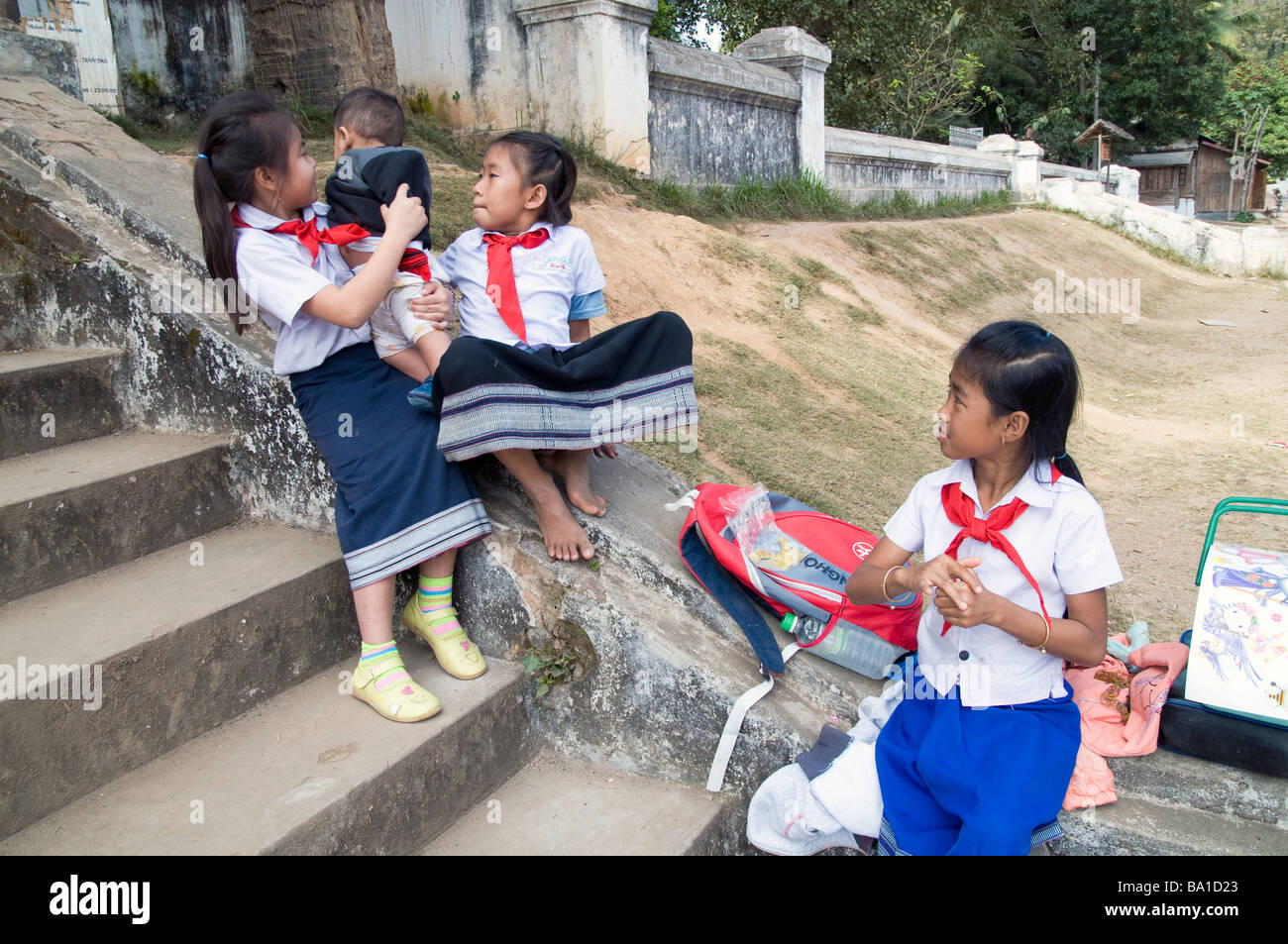 LAOS.SCHOOL-CHILDREN PLAYING IN VIETIANE Photo Julio Etchart Stock ...