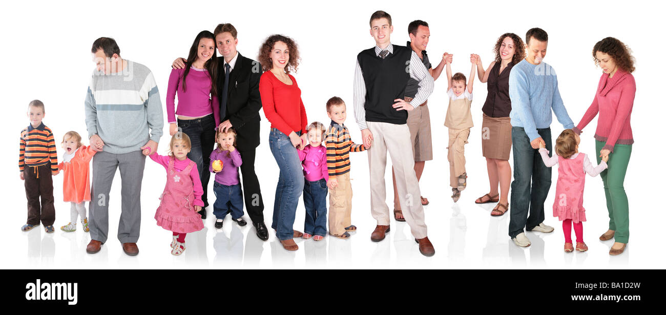 many family with children group isolated Stock Photo - Alamy