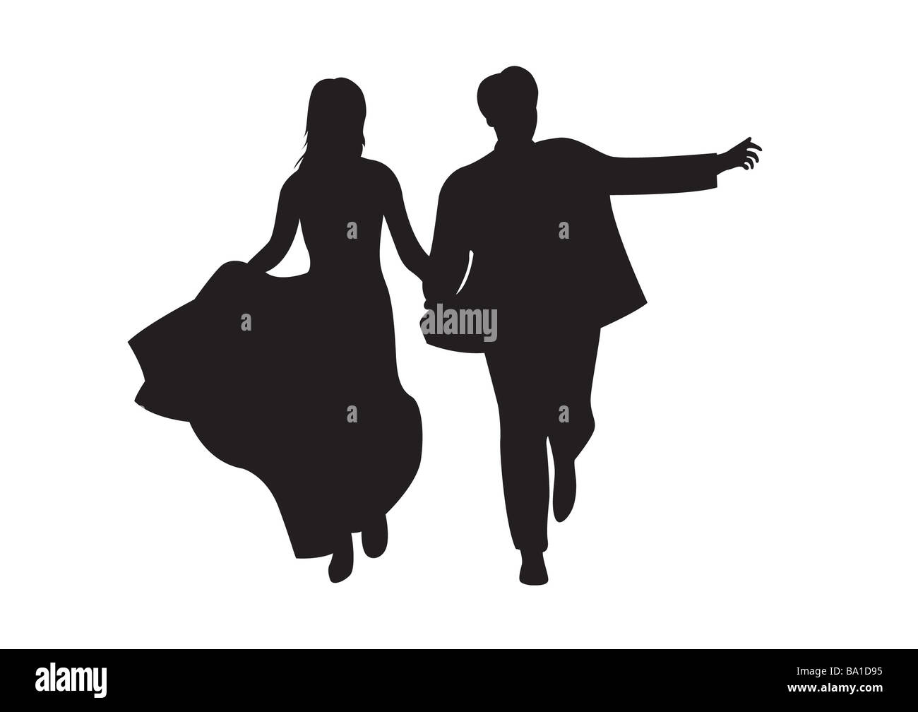 vector bride and groom running Stock Photo - Alamy
