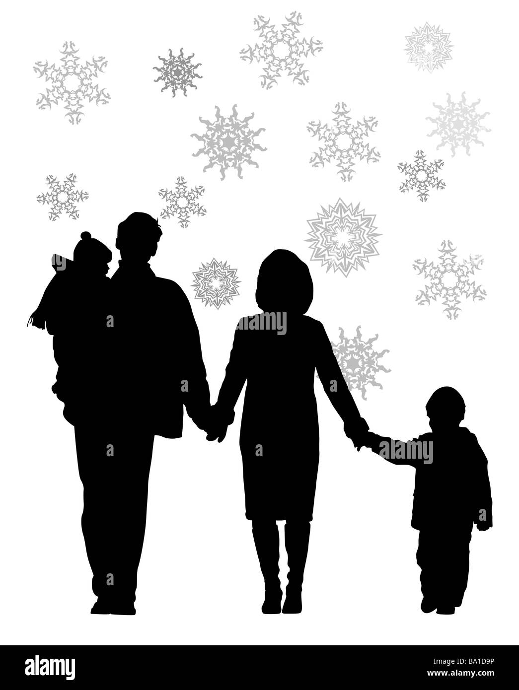 Happy winter family fun outdoors Cut Out Stock Images & Pictures - Alamy