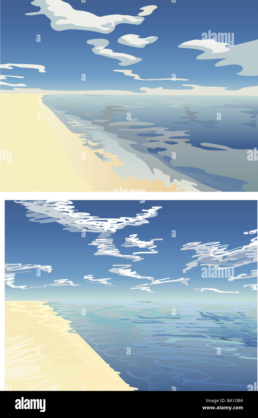 endless beach 2 vector Stock Photo - Alamy