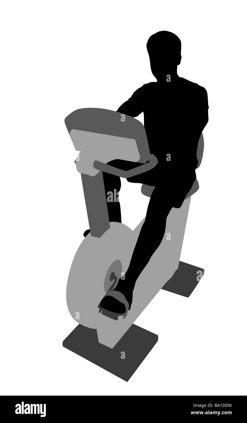 Man exercise bicycle Black and White Stock Photos & Images - Alamy