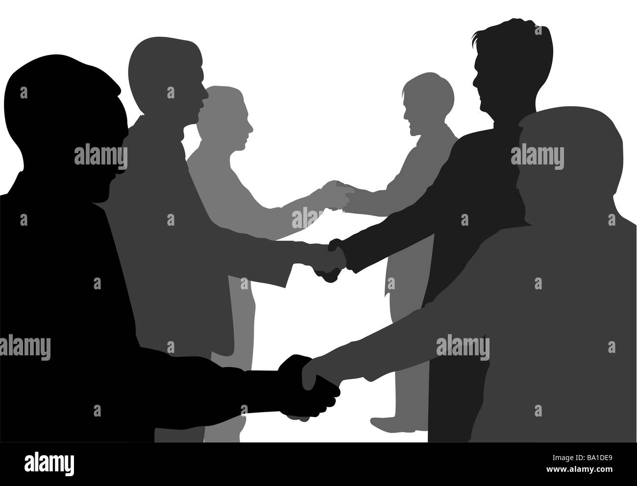 Businessman shaking handshake agreement Black and White Stock Photos ...