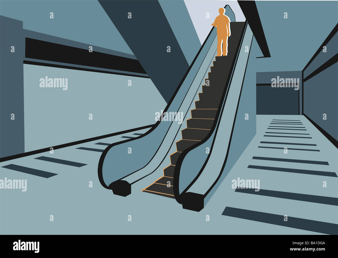 Persons on escalator in shop vector Stock Photo - Alamy
