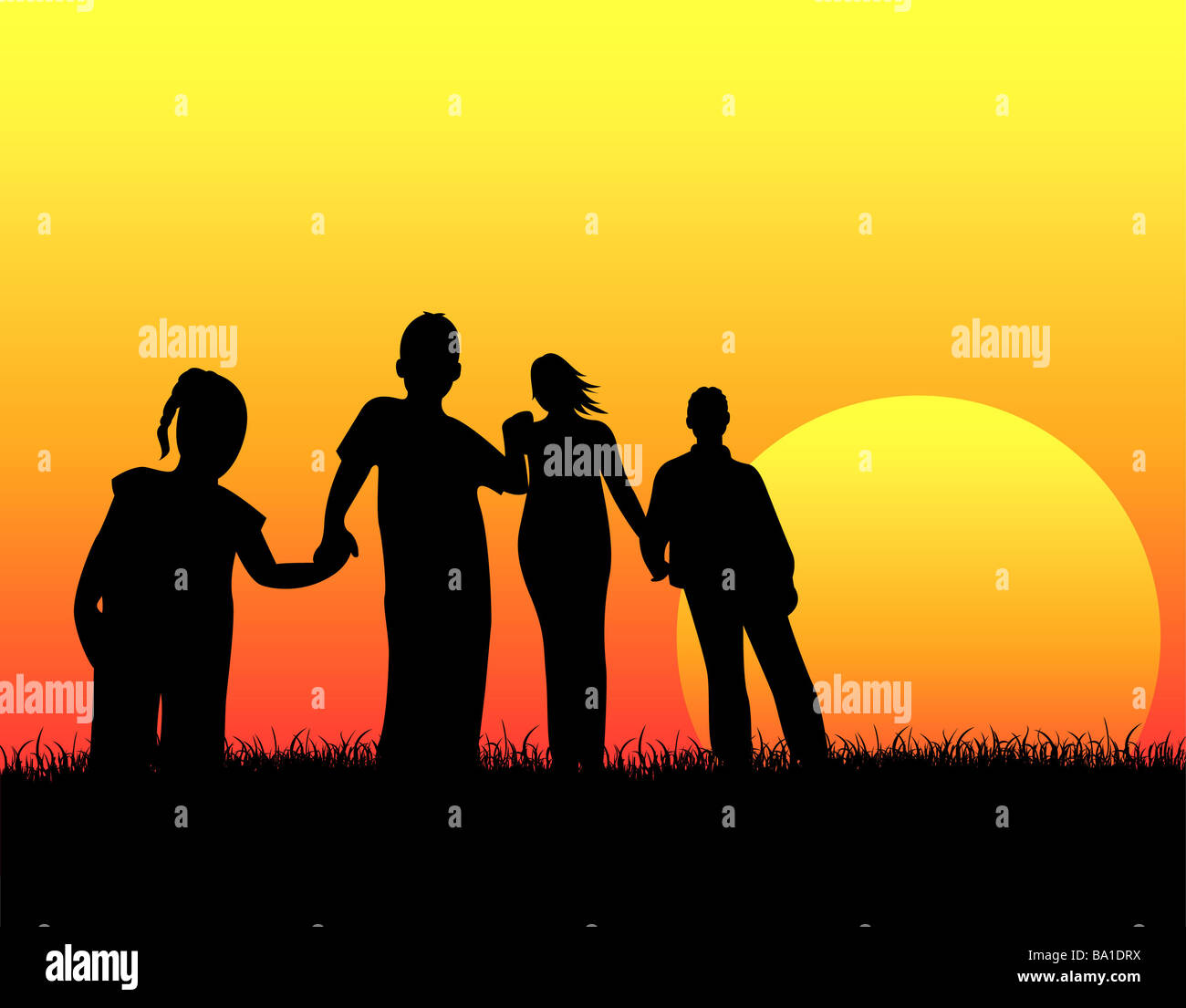 family of four vector Stock Photo - Alamy