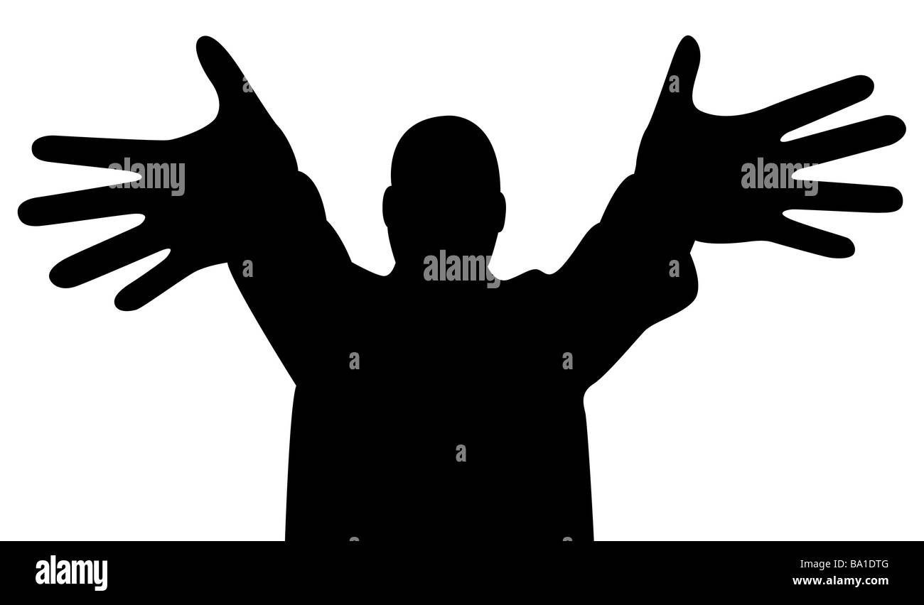 wide finger hands silhouette Stock Photo - Alamy