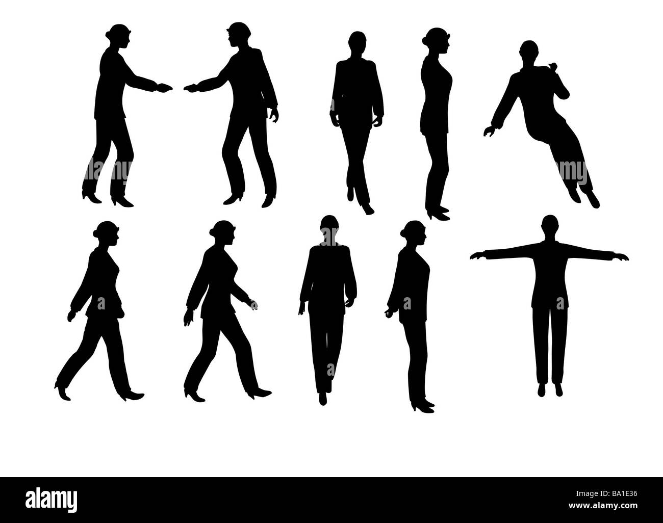 Females group silhouette Black and White Stock Photos & Images - Alamy