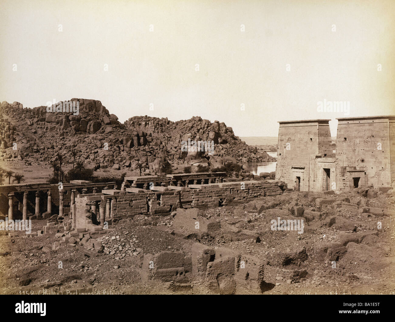 geography / travel, Egypt, Philae, colonnade and pylon, photograph by ...