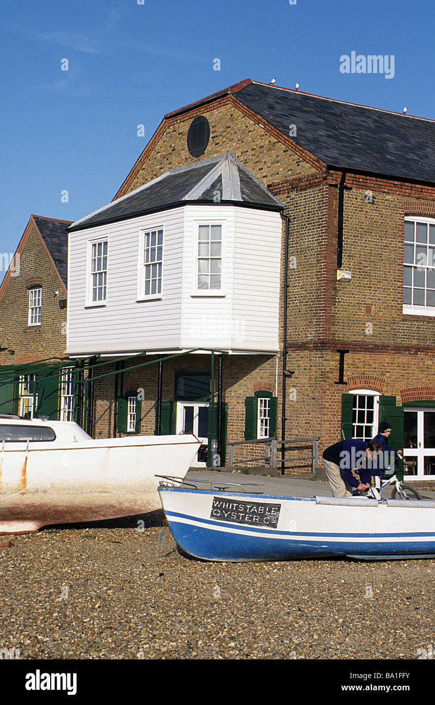 Whitstable, North Kent, Royal Native Oyster Stores, detail of name over ...